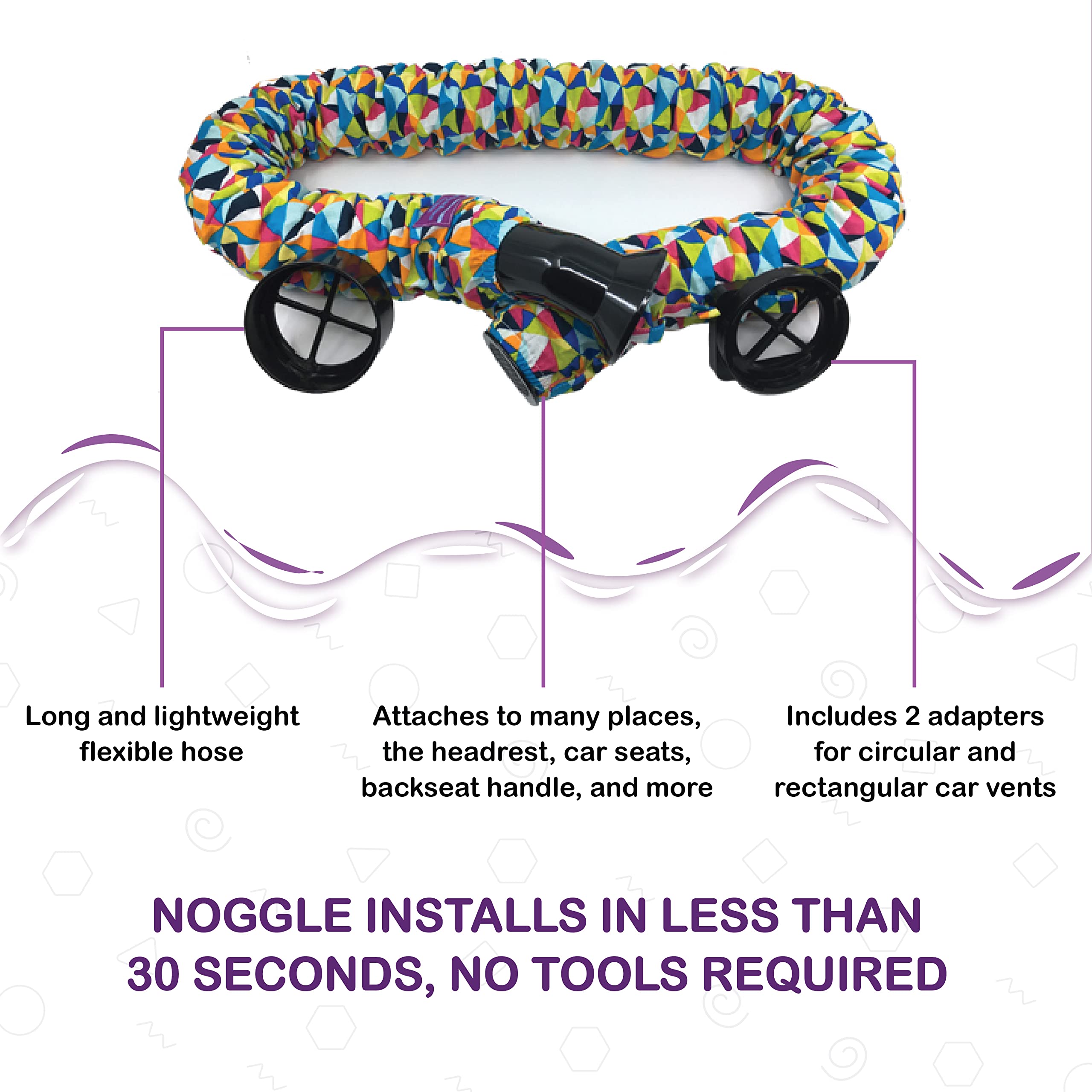 The Noggle-Making The Backseat Cool Again-Quick & Easy to Use Car Travel Accessories for a Comfy Ride Summer or Winter-Air Vent Extender Hose Directs Cool or Warm Air to Your Kids - 6ft, Lt. Blast