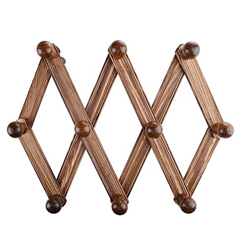 Wooden Expandable Coat Rack,Wall Mounted Hanging Hat/Scarf/Jewelry Hanger for Entrance,Bedroom,Living Room,Utility Hooks Home Decor 10 Hook/Set