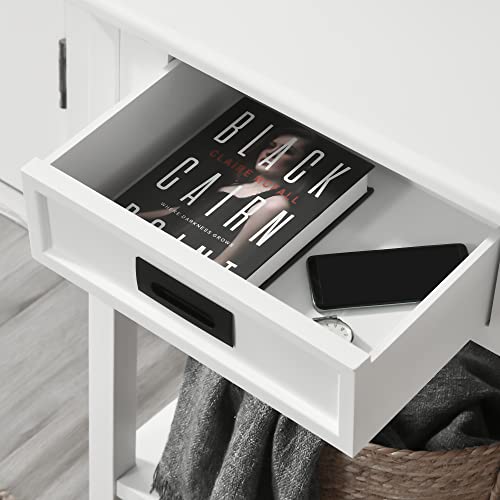 HOMCOM Console Table with 2 Storage Drawers and Open Shelf, Modern Sofa Table for Hallway, Living Room, or Bedroom, White