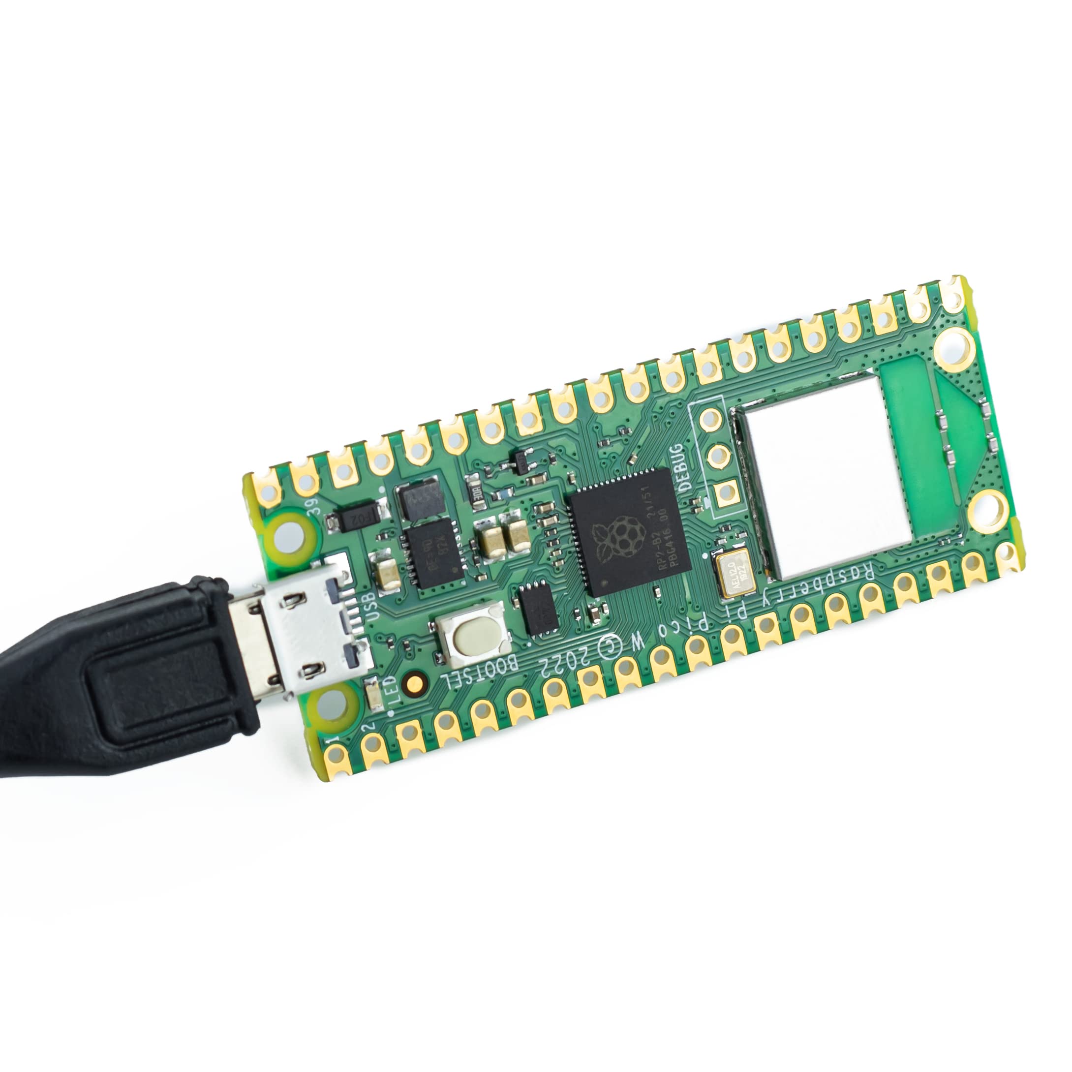 Hosyond 2PCS Raspberry Pi Pico W Wireless WiFi RP2040 Dual-core Microcontroller Development Board with USB Cables/Pin Headers