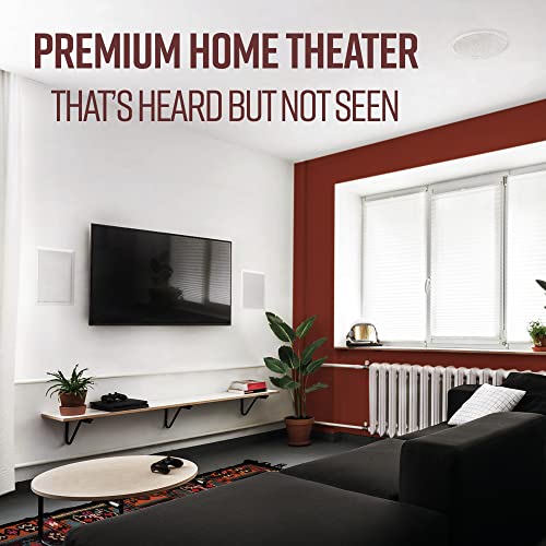 Polk Audio RC80i 2-way Premium In-Ceiling 8" Round Speakers, Set of 2 Perfect for Damp and Humid Indoor/Outdoor Placement - Bath, Kitchen, Covered Porches (White, Paintable-Grille)