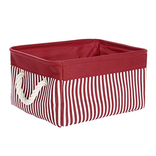 uxcell Storage Basket Bin with Cotton Handles,Collapsible Laundry Basket for Toy Clothes Storage,Canvas Fabric Basket for Closet,Red (Medium -15.7"x11.8"x8.3")
