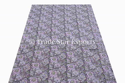 Trade Star 3 Yard Block Print Dressmaking Fabric 100% Cotton Floral Print Fabric for Sewing Crafting Ethnic Running Natural Dye Sanganeri Indian Fabric by The Yard Width 44 Inches (Pattern 4)