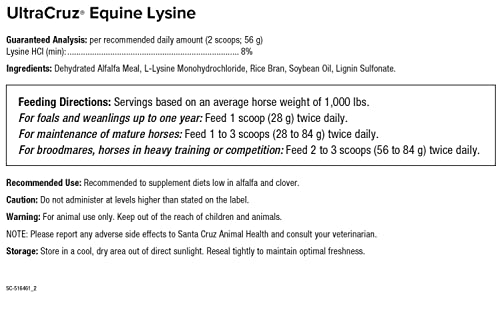 UltraCruz Equine Lysine Supplement for Horses, 25 lb, Pellet (200 Day Supply)