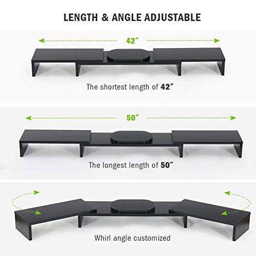 Tribesigns Triple 3 Shelf Monitor Stand Riser with Adjustable Length and Angle, Black