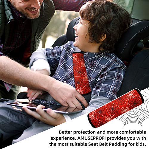 Spider Seat Belt Cover for Kids, Seat Belt Pad for Boys, Car Seat Straps Shoulder Pads for Kids, Kid's Seat Belt Cushion, Shoulder Strap Pad, 1 Piece(RED)