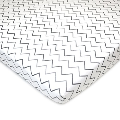 TL Care 2 Pack Printed 100% Natural Cotton Jersey Knit Fitted Pack N Play Playard Sheet, Gray Star/Gray Zigzag, Soft Breathable, for Boys and Girls