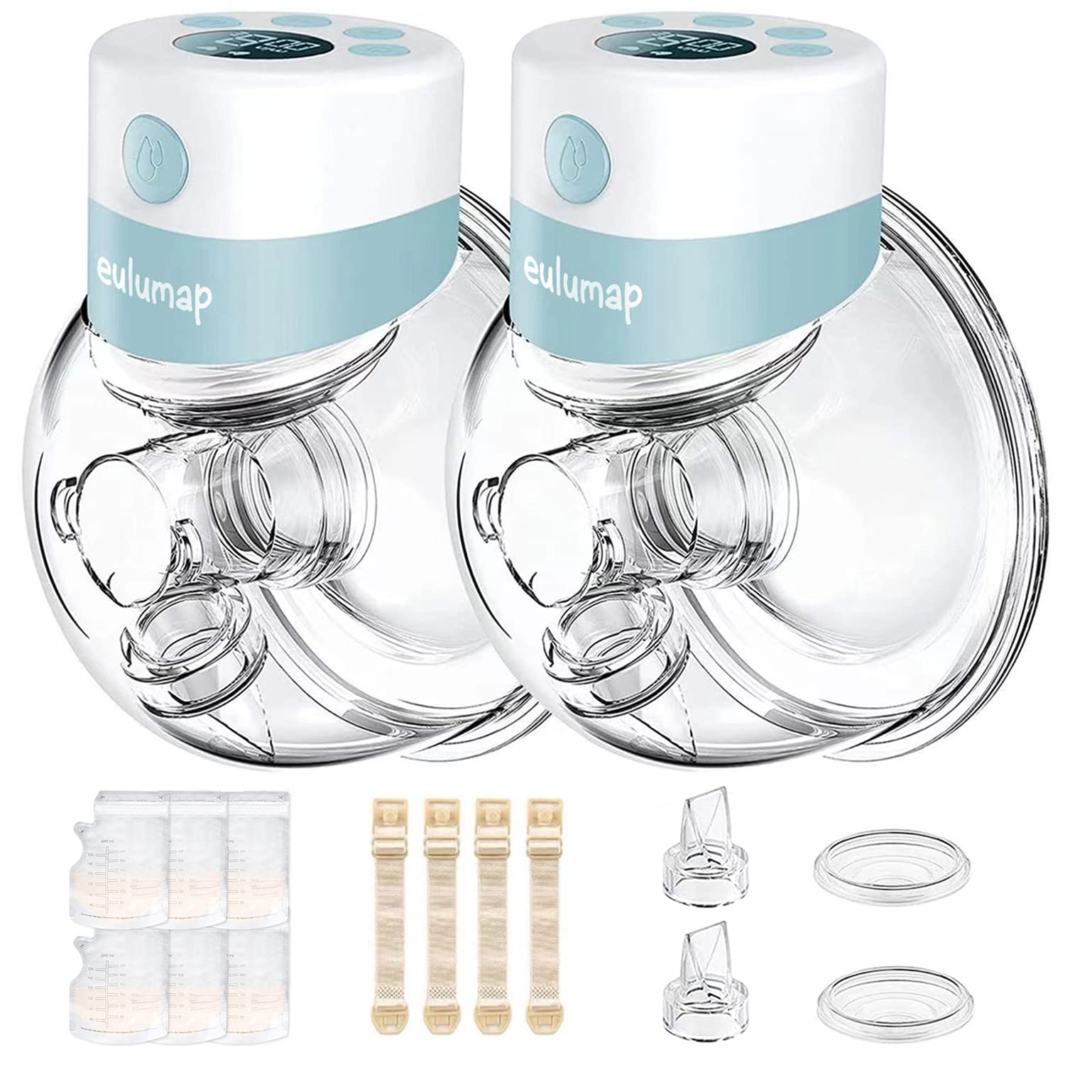 Breast Pump - Wearable Electric Low Noise Breast Pump, Rechargeable Portable Breast Pump with 2 Modes & 9 Levels, LCD Display Memory Function and Can Be Worn in-Bra, 24mm Flange