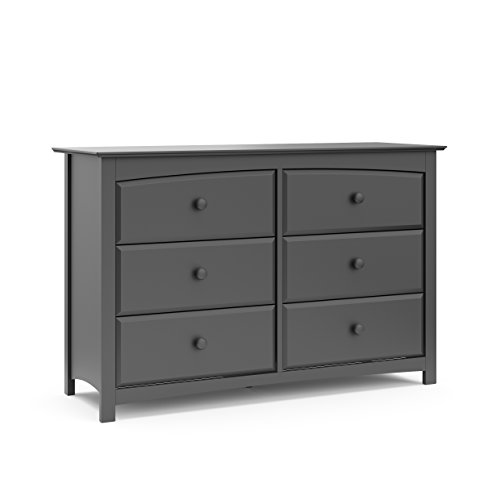 Storkcraft Kenton 6 Drawer Double Dresser (Gray) â Dresser for Kids Bedroom, Nursery Dresser Organizer, Chest of Drawers for Bedroom with 6 Drawers, Universal Design for Childrenâs Bedroom