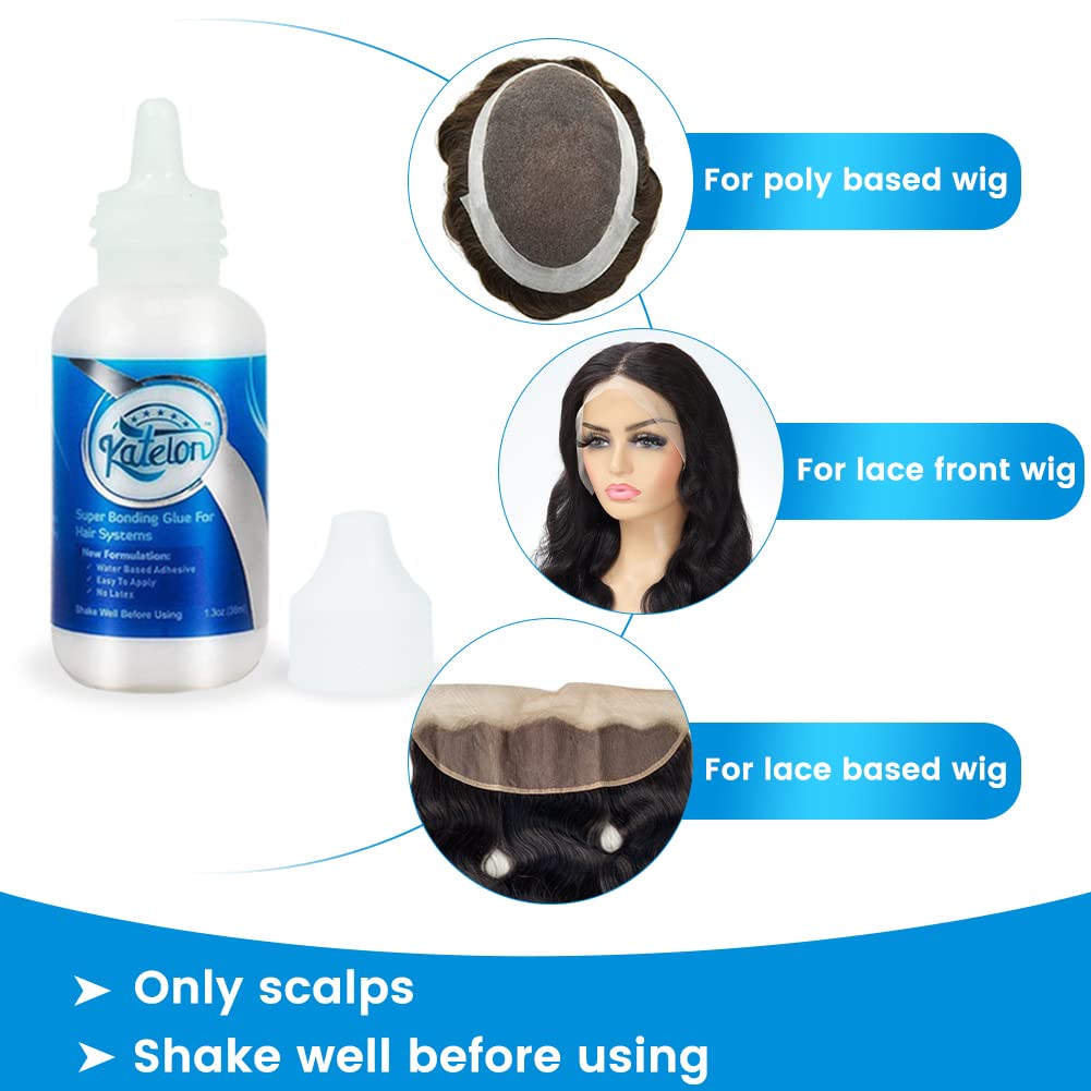 Lace Wig Glue Set 1.3oz Hair Glue, Waterproof Lace Glue and Hair Wax Stick Combo Pack, Wig Glue Remover, Elastic Band, Hair Dual Brush and False Eyelashes