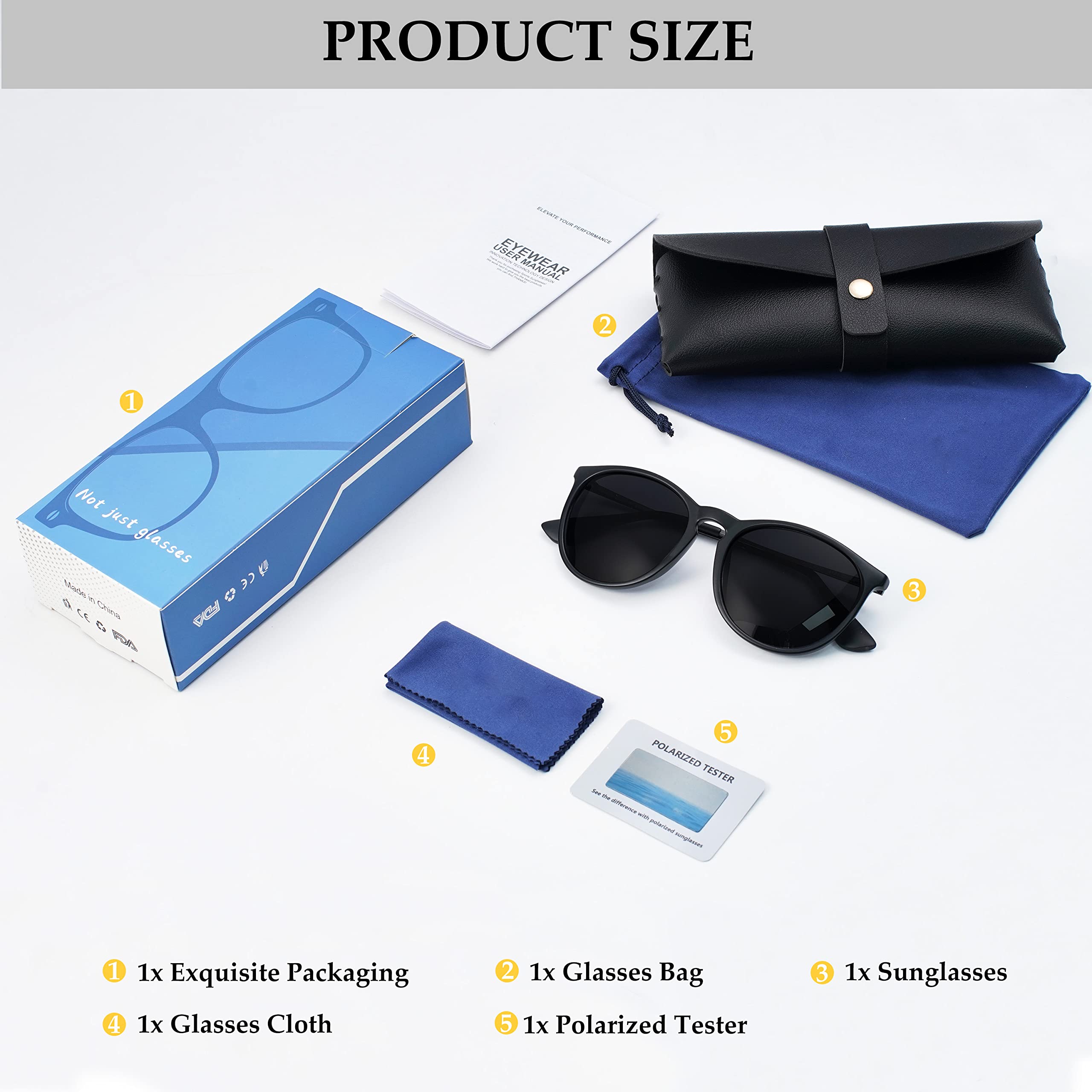 Yaserra Vintage Round Polarized Sunglasses for Women Men Classic Retro Trendy Designer Style Sun Glasses UV400 Protection
