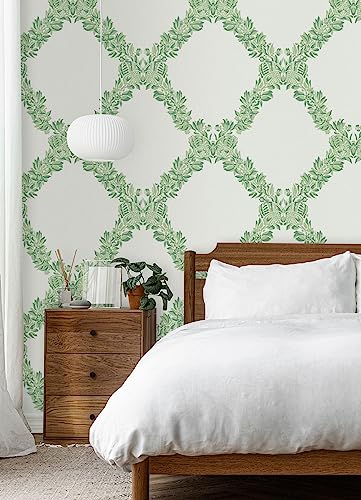 Scalamandre Jade Wreath Peel & Stick Wallpaper, Green
