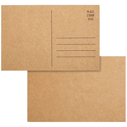 Sustainable Greetings 100 Pack Bulk Kraft Paper Blank Postcards for Mailing, Wedding, DIY Arts and Crafts, 350gsm (4 x 6 In)