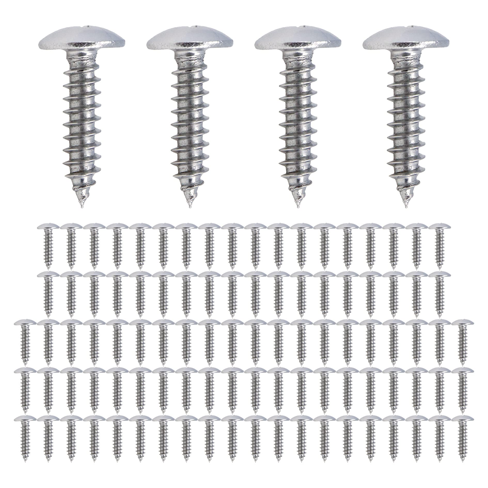 Sydien 100Pcs M5x20mm 304 Stainless Steel Round Phillips Head Wood Screws Self Tapping Screw Fasteners