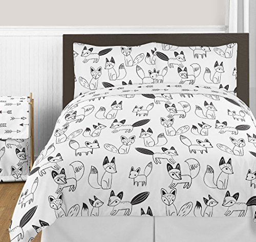 Sweet Jojo Designs Black and White Arrow Foldable Fabric Storage Cube Bins Boxes Organizer Toys Kids Baby Childrens for Fox and Arrow Collection Set of 2