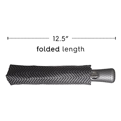totes Portable Umbrella for Travel β Compact for Car, Backpack and Purse β Windproof, Strong, UV Sun Protection, Water-Repellant, Foldable On-the-Go Umbrella with One Touch Open/Close