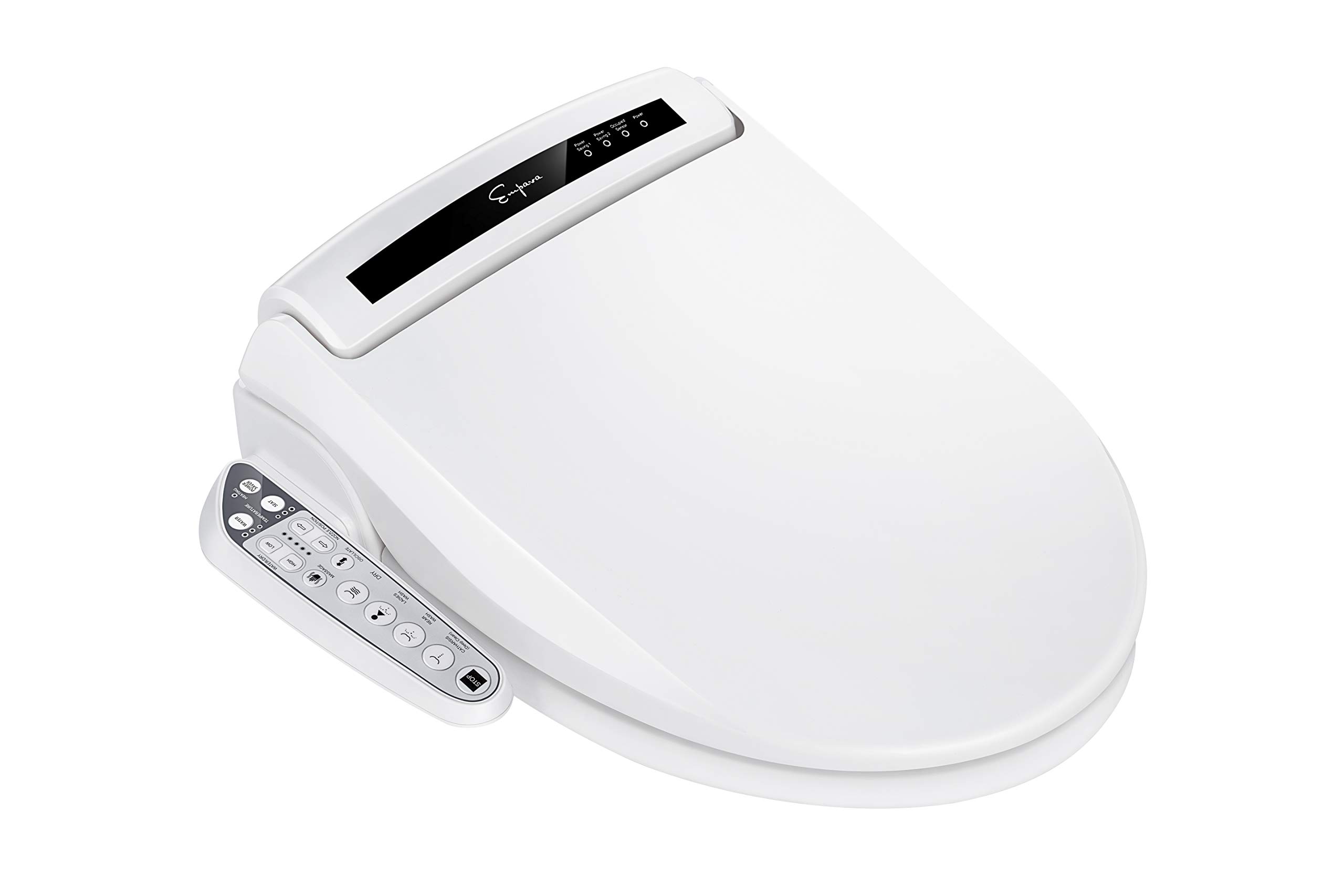 Empava Elongated Smart Bidet Heated Toilet Seat with Warm Air Dryer and Temperature Controlled Wash Functions in White
