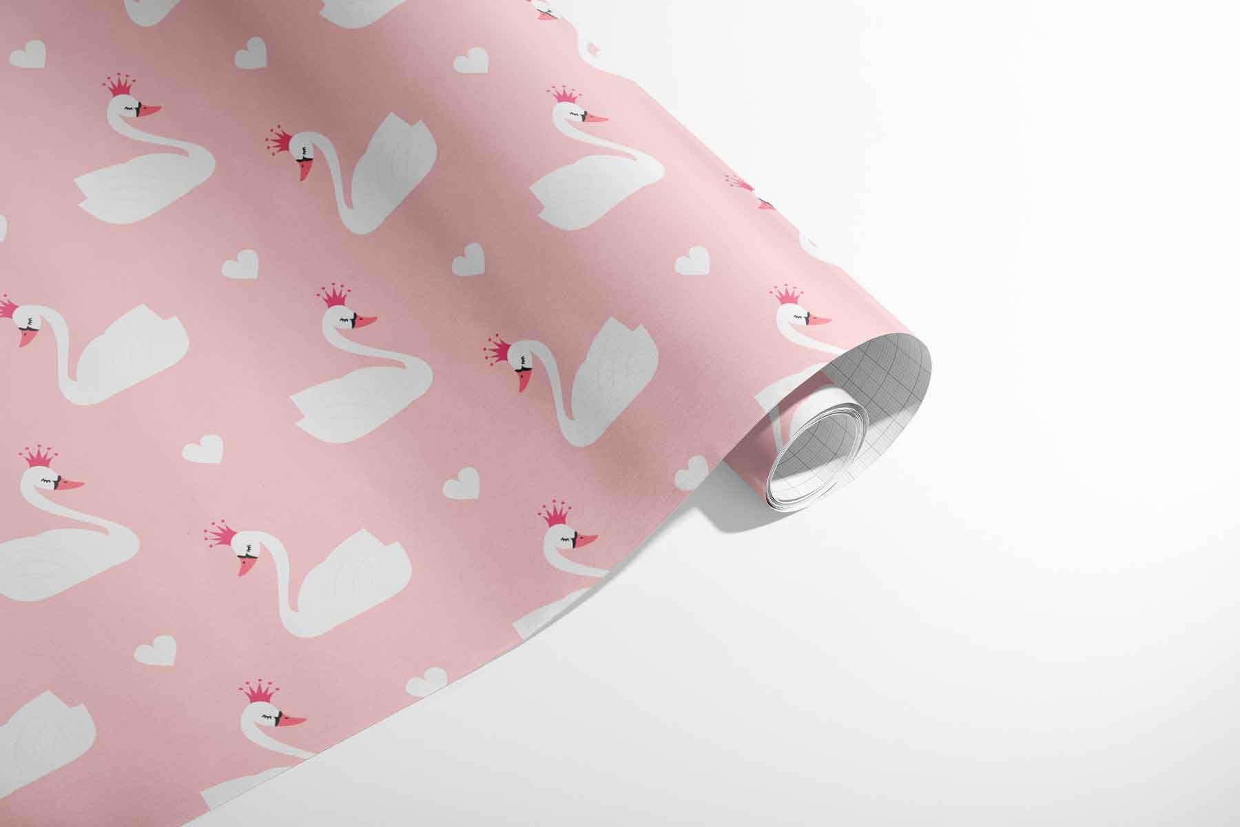 WOPARTY Pink Wrapping Paper Roll for Gril- Ballet, Swan, Heart style with Cut Lines for Birthday, Holiday, Wedding, Baby Shower - 3 Rolls - 17 in X 120 in Per Roll