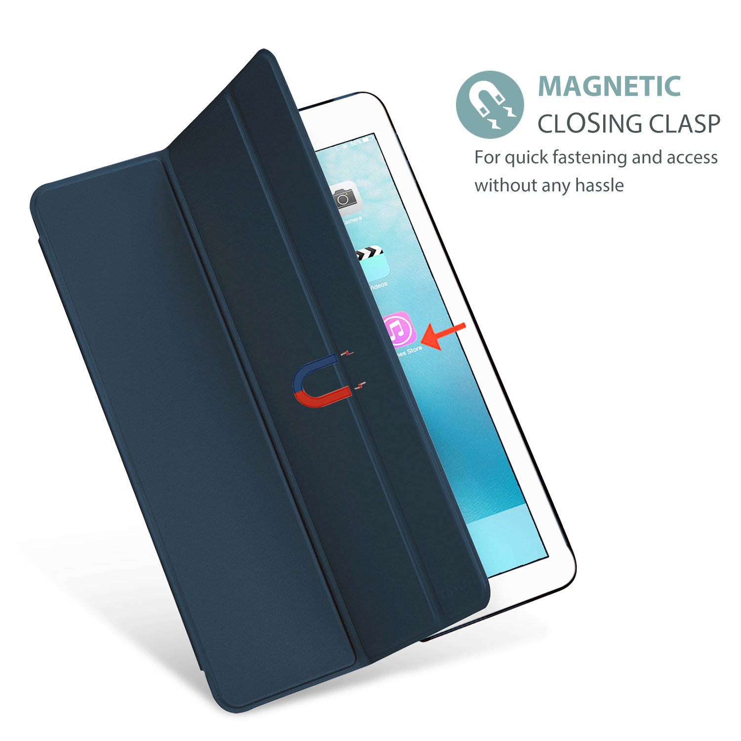 ProCase Smart Case for iPad Mini 4 2015(Model: A1538 A1550), Ultra Slim Lightweight Stand Case with Translucent Frosted Back Smart Cover for iPad Mini 4th Gen 2015 7.9 Inch -Navy Blue