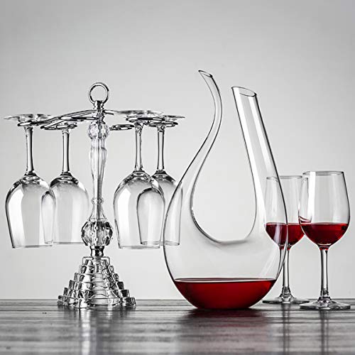 XINDAM 6 Hook Design Tabletop Stemware Rack/Rotate 6 Wine Glass Storage Holder Stand Air Drying Rack,Perfect for Bar, Wine Cellar, Basement, Cabinet, Pantry, etc