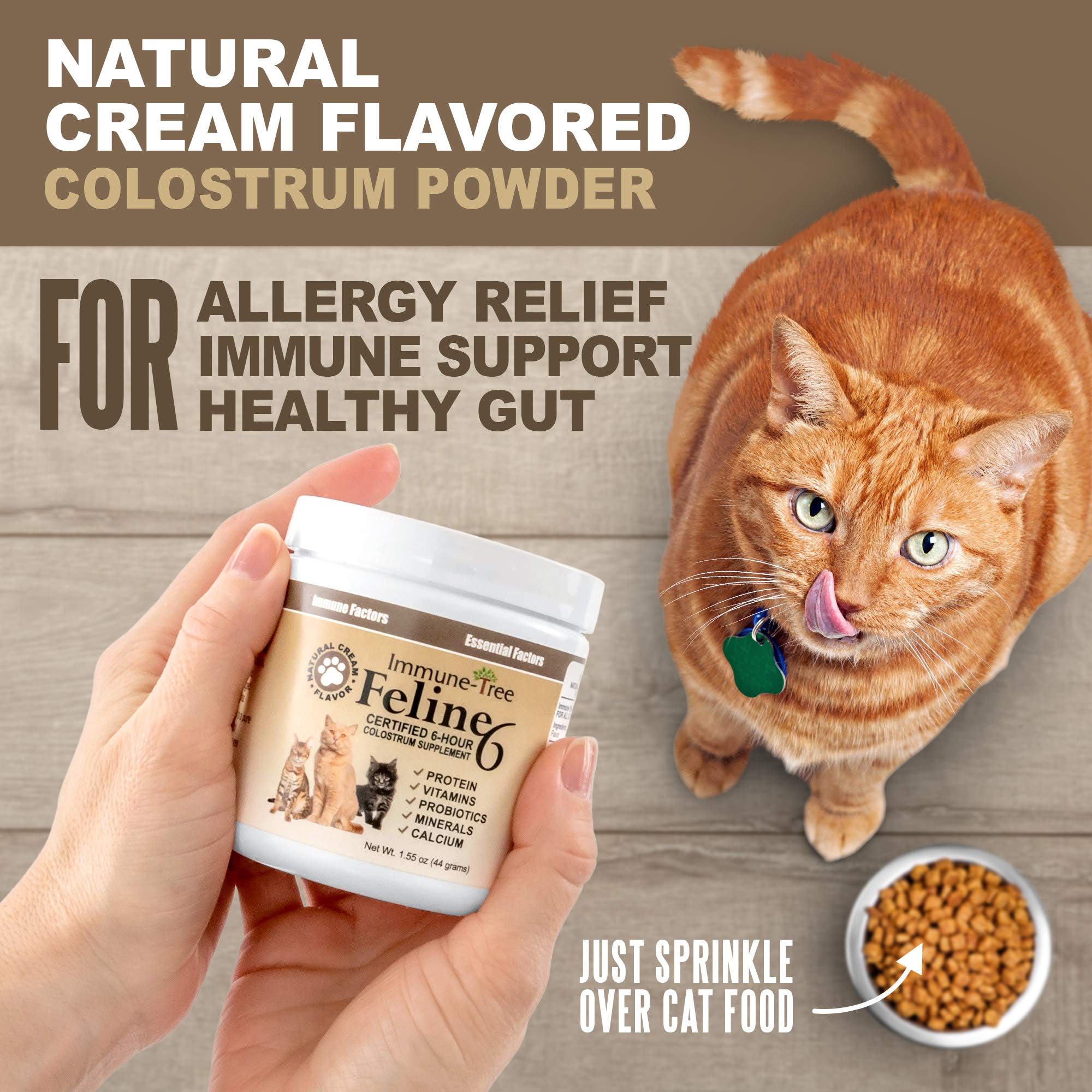 Immune-Tree Colostrum Probiotic Powder for Cats | Supplement for Cat Allergy, Immune Support, Skin and Coat & Itching Relief | Colostrum Powder for Cats Immunity System | Made in USA | 1.55oz
