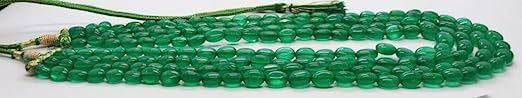 Z.A Gems Natural Green Jade Oval Shape Beads 4 Strands - 8X10 mm Round Beads - Natural Gemstone Beads for Jewelry Making Strand 24 Inch.