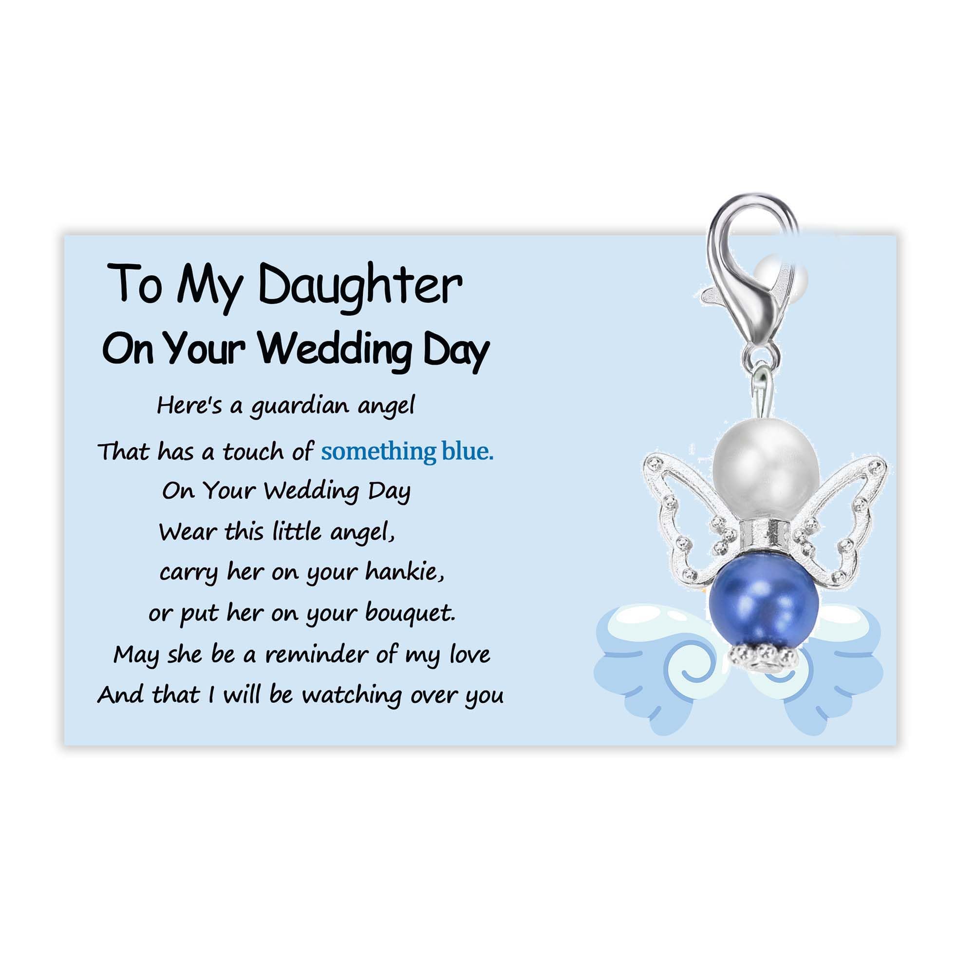 MKISHINE To My Daughter Card On Your Wedding Day Wedding Memorial, Memorial Gift,To my daughter on your wedding day, angel mom to bride gift, mom to bride gift, BLUE