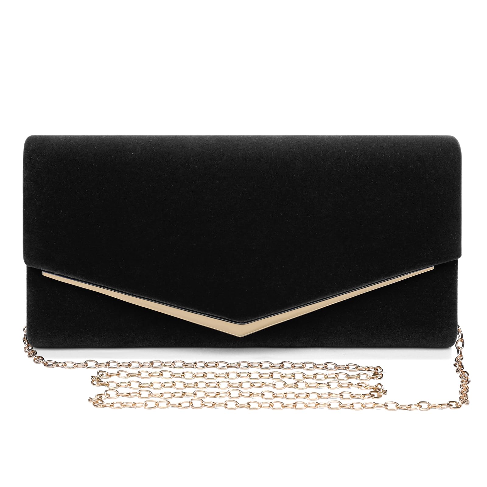 Pinprin Womens Evening Handbag Envelope Clutch Bag Ladies Prom Bridal Wedding Party Purse with Detachable Chain (A-Black)
