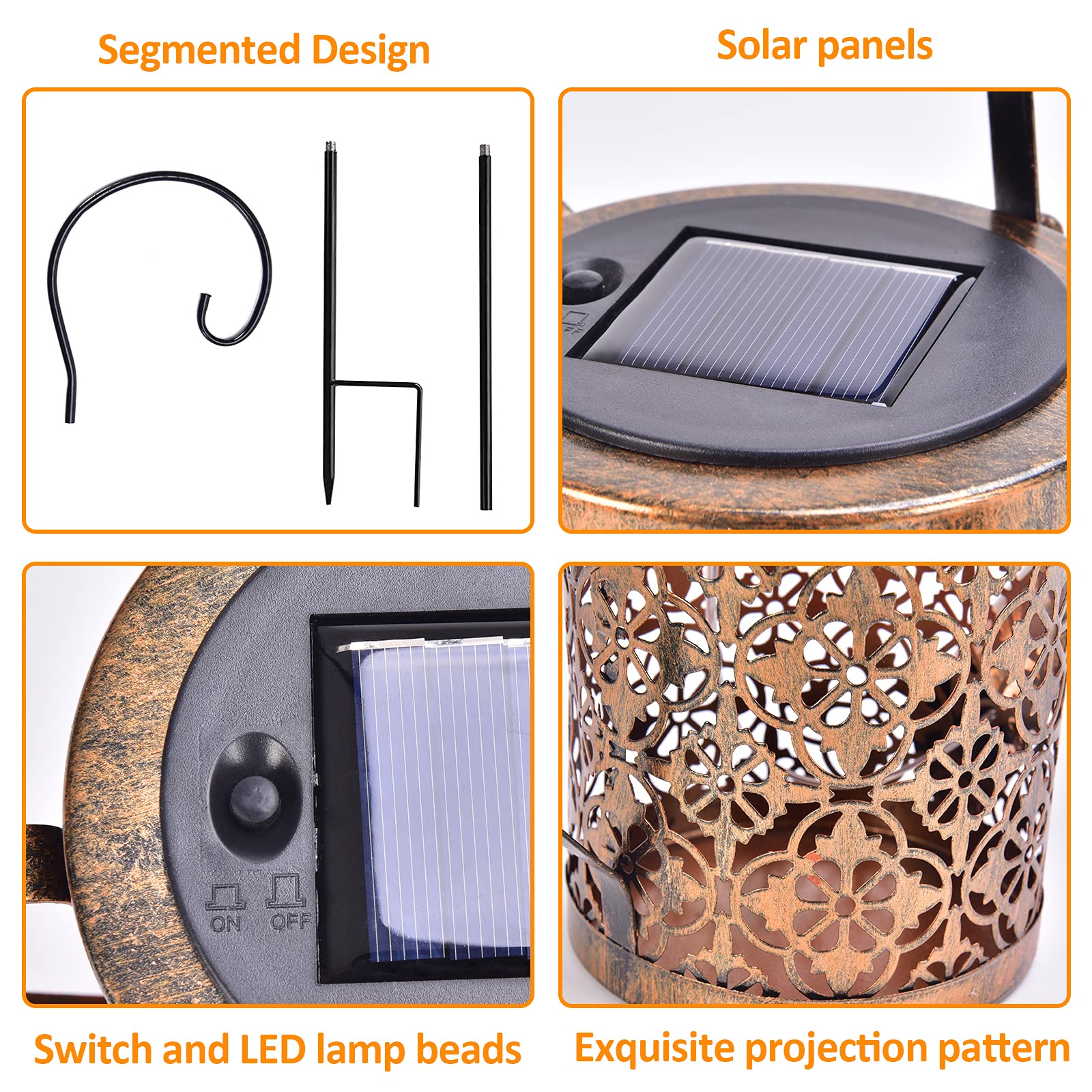 WWahuayuan 7.9Inch Watering Can Lights Solar Powered, Garden Solar Lantern Waterproof, Outdoor Hanging Lamp with Light String for Lawn Patio Yard Pathway Decor