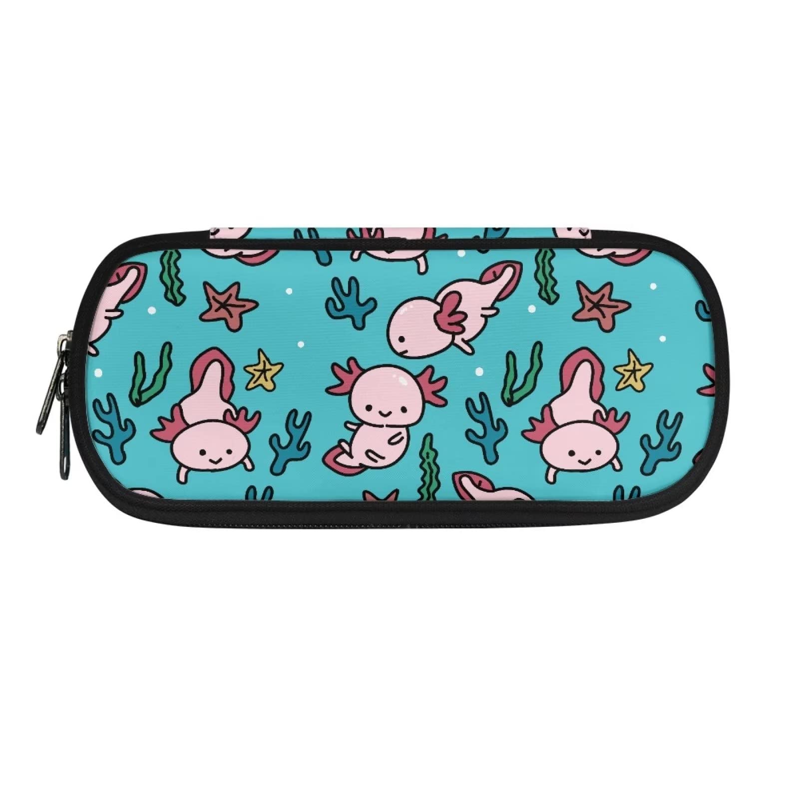 DISNIMO Axolotl Large Pencil Case for Boys Girls Cute Canvas Kids Pencil Pouch with Zipper Big Capacity Pencil Bag Organizer Box for School Home Office Travel