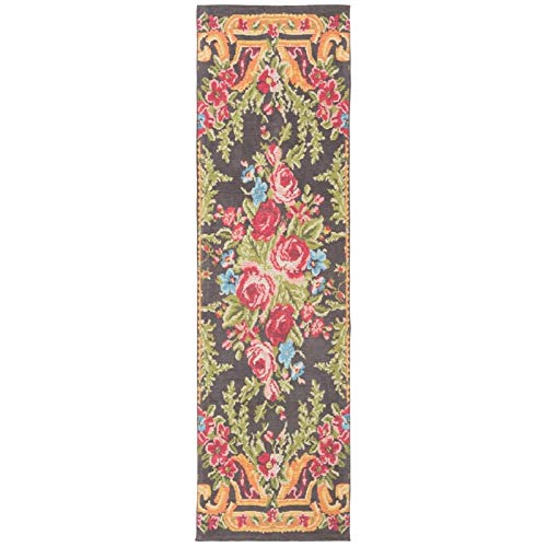 SAFAVIEH Classic Vintage Collection Runner Rug - 2'3" x 8', Grey & Rose, Oriental Floral Design, Non-Shedding & Easy Care, Ideal for High Traffic Areas in Living Room, Bedroom (CLV112F)