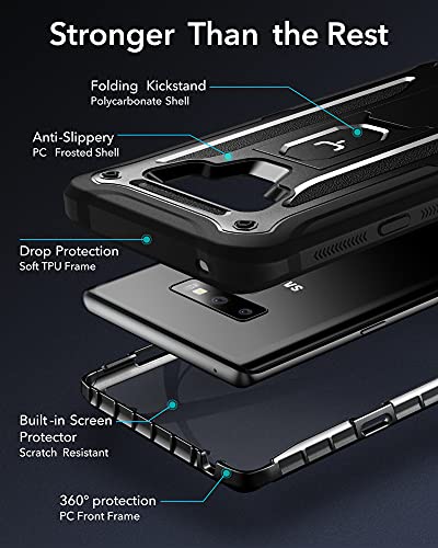 YOUMAKER Kickstand Case for Galaxy Note 9, Full Body with Built-in Screen Protector Heavy Duty Protection Shockproof Rugged Cover for Samsung Galaxy Note 9 6.4 Inch - Black