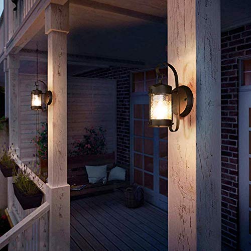 PEHUB Minimalism Creative Industrial Wall Lamp Outdoor Waterproof Wall Light Glass Shade Cylindrical Wall Lantern with E27 Socket Garden Courtyard Porch Wall Sconce Exterior Light Fixture