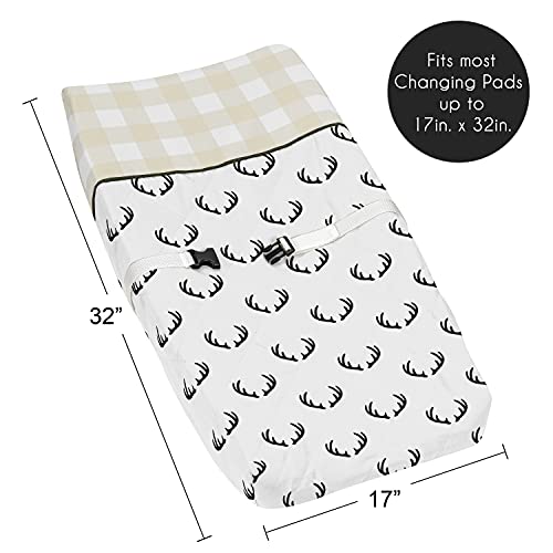 Sweet Jojo Designs Green and Beige Rustic Deer Buffalo Plaid Check Changing Pad Cover for Woodland Camo Collection