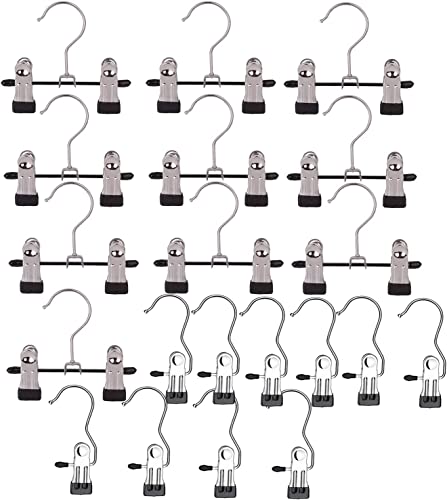 YCLOVE 20 Pack Laundry Hook Boot Clips Hanger Clips Hold Hanging Clothes Pins Hooks Portable Stainless Steel Home Travel Hangers Clips Heavy Duty Closet Organizer Hangers (20 PACK WHITE Laundry Hooks)
