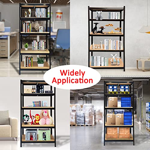 Viaka 5-tier Metal Shelving Unit Adjustable Garage Storage Utility Rack Heavy Duty Shelves Organization Multipurpose Shelf Warehouse Basement Kitchen Living Room Garage 66.14x29.53x11.81 inches, Black