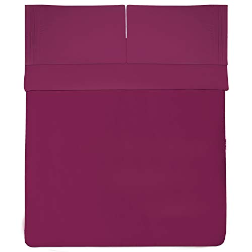 Twin Sheets - Breathable Luxury Sheets with Full Elastic & Secure Corner Straps Built In - 1800 Supreme Collection Extra Soft Deep Pocket Bedding Set, Sheet Set, Twin, Berry