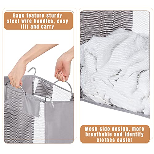 STORAGE MANIAC 3-Section Laundry Sorter with Foldable Ironing Board, Heavy-Duty Rolling Laundry Cart with and Removable Bags, Triple Laundry Hamper with Wheels, Laundry Sorter with Top Shelf, Grey
