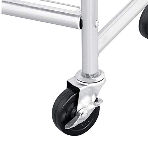 Yaheetech Rolling Laundry Bakset with Wheels, Laundry Cart with Hanging Rack, Metal Laundry Hamper Basket Butler Cart with Wheels and Wire Storage Rack, Silver