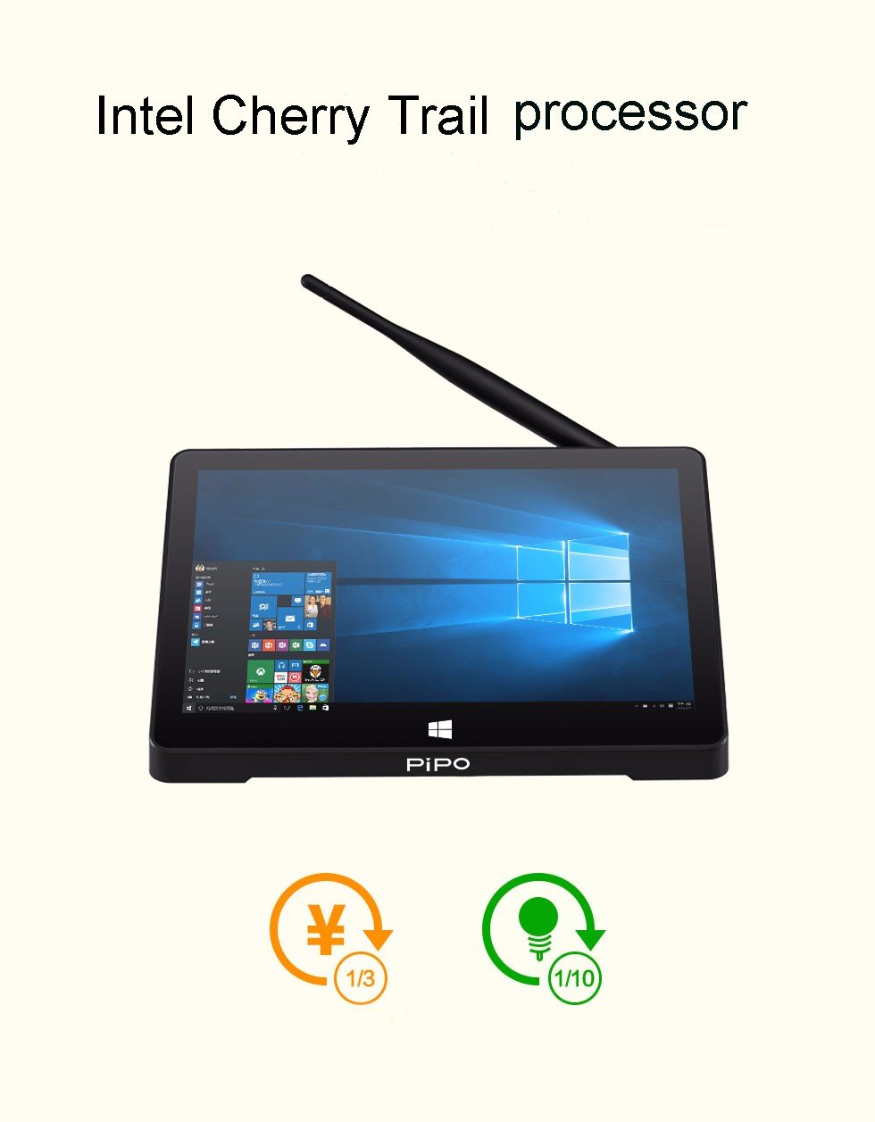 PIPO Tablet Computer, 10.8" X10 Pro Mini PC Win10 IntelX5-Z8350 Quad Core 4G RAM 64G ROM 19201280 10000mAh HDMI WiFi