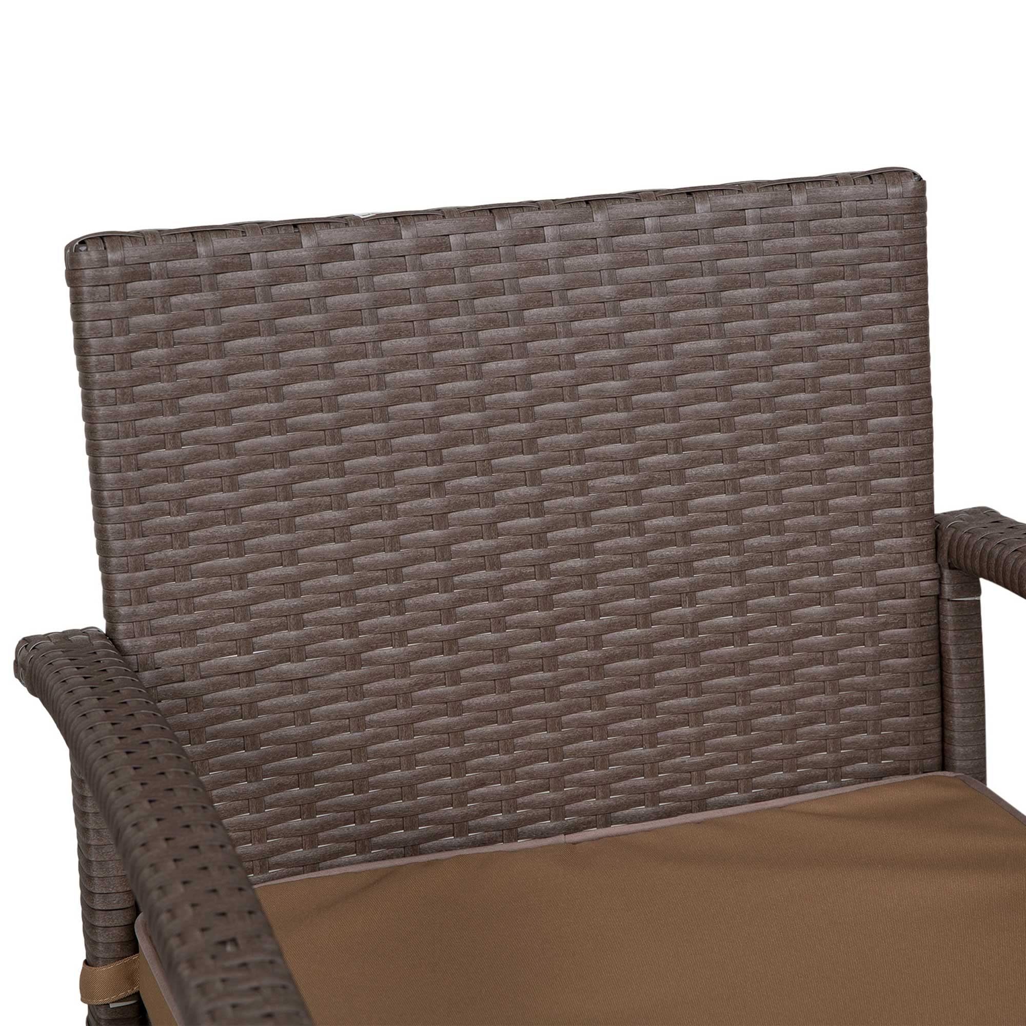 Outsunny 3 PCS Rattan Wicker Bar Set with Wood Grain Top Table and 2 Bar Stools for Outdoor, Patio, Poolside, Garden, Brown