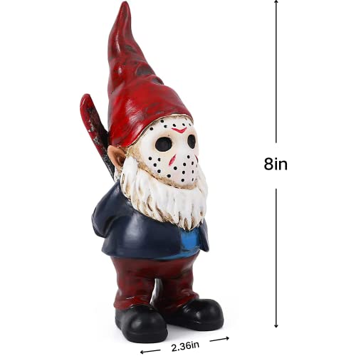 ULUZE Garden Gnomes Halloween Decorations Indoor for Home Horror Decor Funny Gnome 8" Tall - Red
