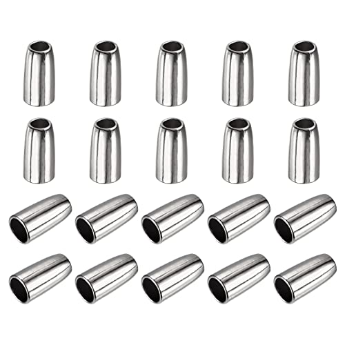 uxcell 20Pcs Metal Bell Stopper, 3mm Conical Cord Ends Lock Rope Fastener End Stopper for Drawstring Lanyard Backpack Bag DIY, Silver