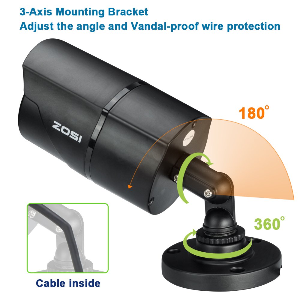 ZOSI 1000TVL 960H CCTV Camera 36IR LEDs Outdoor Night Vision 100ft High Resolution Home Security Camera Bullet Camera
