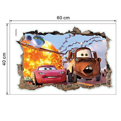 ufengke 3D Cars Wall Stickers Removalble Break Through The Wall Vinyl Murals for Children Bedroom Living Room