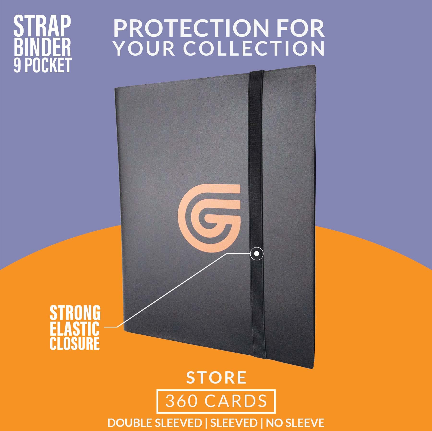 Trading Card Binder - Card Album Folder - Side Loading for TCG (9 Pocket, Black)