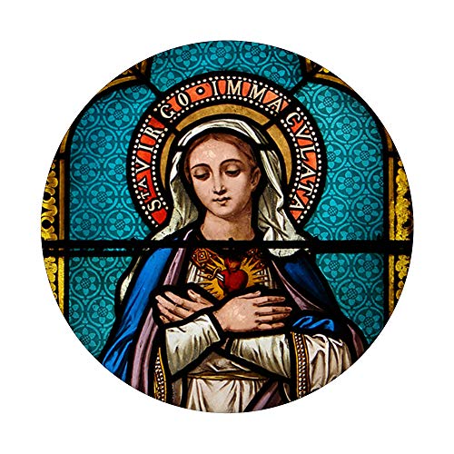 The Blessed Virgin Mary Stained Glass Window Design PopSockets PopGrip: Swappable Grip for Phones & Tablets