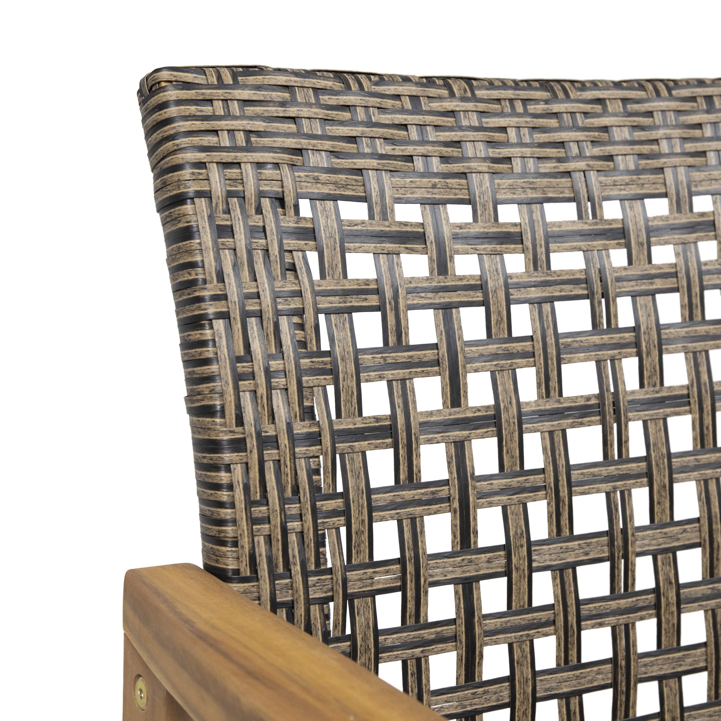 GDFStudio Outdoor Acacia Wood Dining Chair (Set of 2), Teak Finish and Mixed Mocha