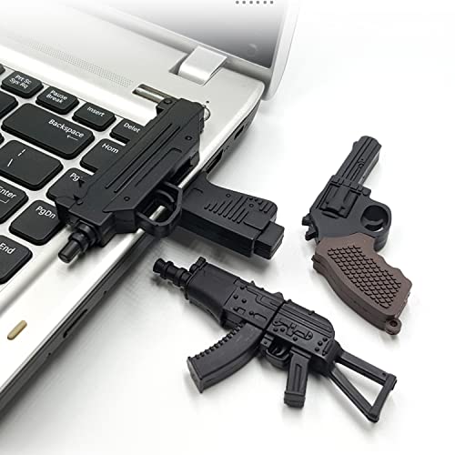 Cartoon USB 2.0 Flash Drive Memory Thumb Stick Date Storage Jump Pendrive Cute Funny Gun Shape with Key Chain for Computer Laptop Novelty Gift AK47 128GB