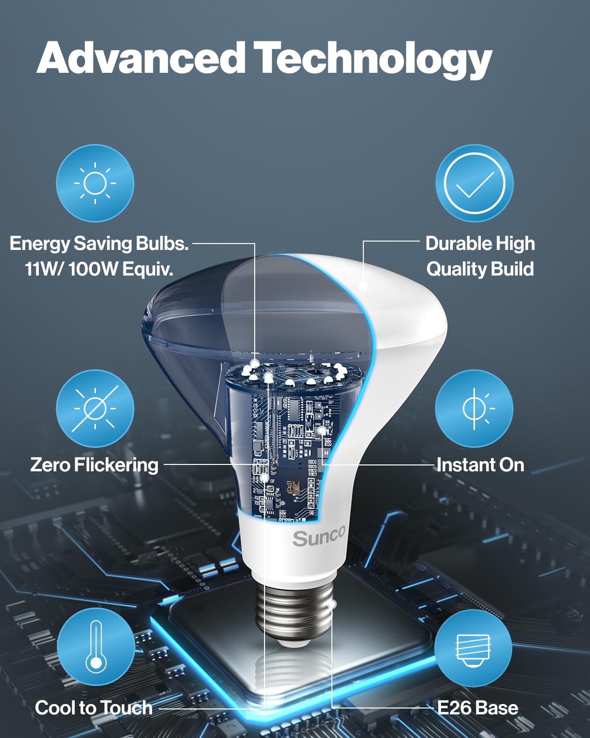 Sunco 12 Pack BR30 LED Bulbs, High Output 1200 Lumens, Indoor Flood Lights, 11W Equivalent 65W, 3000K Warm, E26 Base Interior Dimmable Recessed Can Light Bulbs